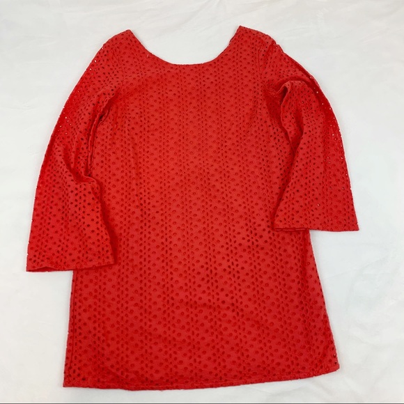 Heyton | Dresses | Heyton Flare Sleeve Button Back Eyelet Shift Dress ...